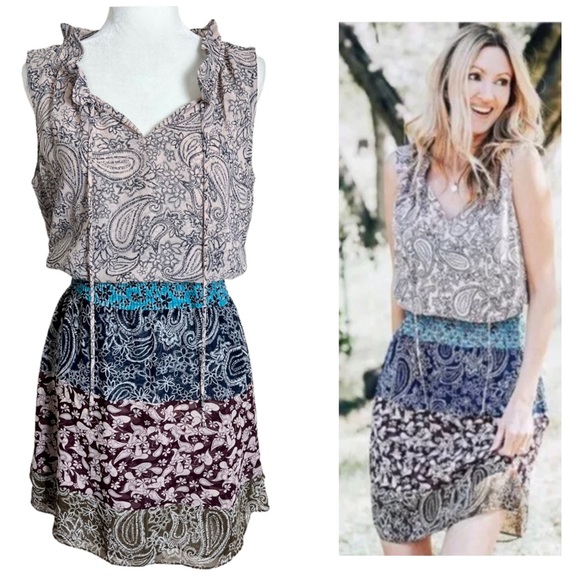 CAbi | Dresses | Cabi Sleeveless Georgette Dani Paisley Color Block ...